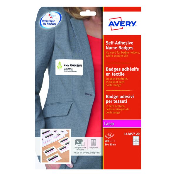 Avery Self Adhesive Name Badge 80x50mm 10 Per Sheet White (200 Pack ...