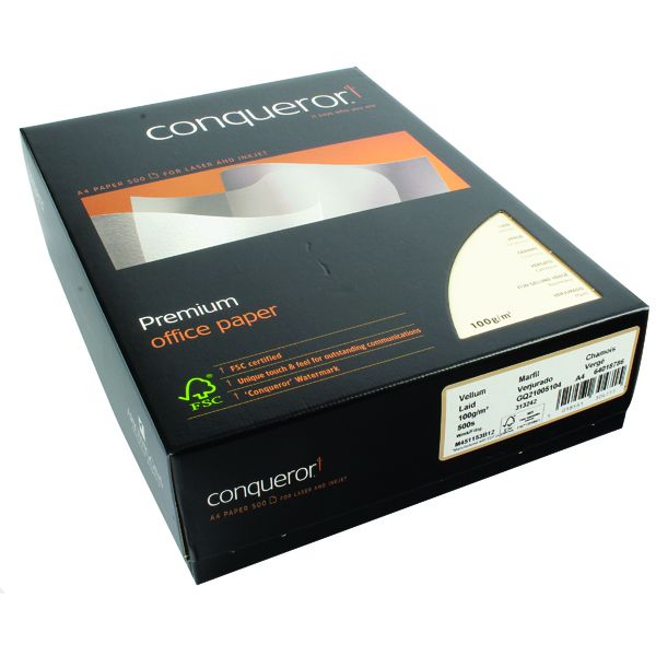Conqueror Laid A4 Paper 100gsm Vellum (500 Pack) CQP0324VENW | Printer Base
