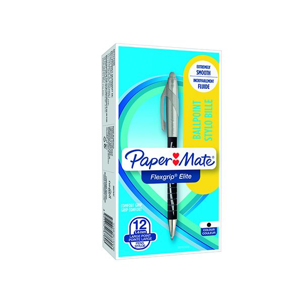 PaperMate Flexgrip Elite Retractable Ballpoint Pen Medium Black (Pack ...