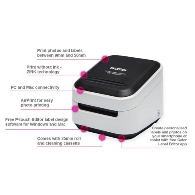 Brother VC-500W Design ‘n’ Craft Full Colour Label Printer VC500WZU1 ...