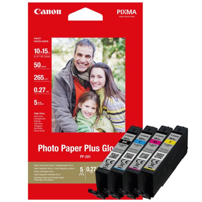 Canon CLI-581XL CMYK High Yield Ink Cartridge + Photo Paper Value Pack ...