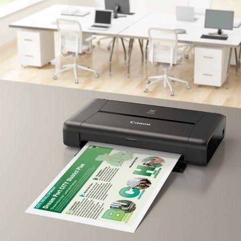 Canon PIXMA iP110 A4 Colour Inkjet Portable Printer with Battery ...