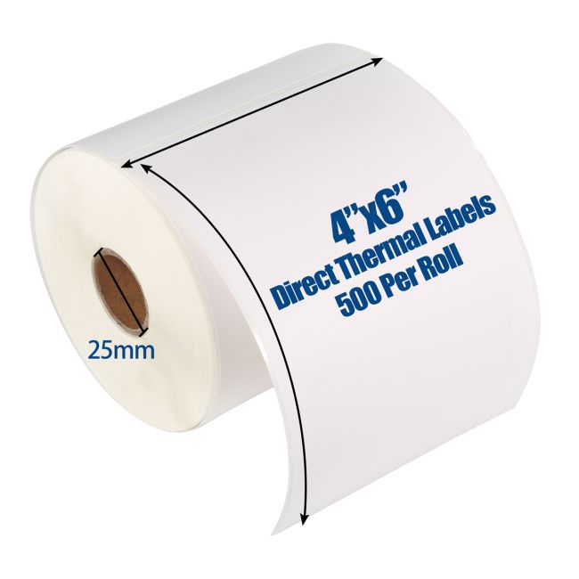 6 X Compatible 6x4" 100x150mm Direct Thermal Label (500 Labels Per Roll ...