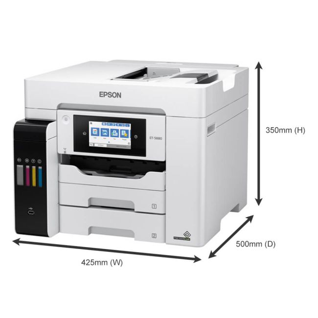 Epson EcoTank ET-5880 A4 Colour Multifunction Inkjet Printer C11CJ28401 ...