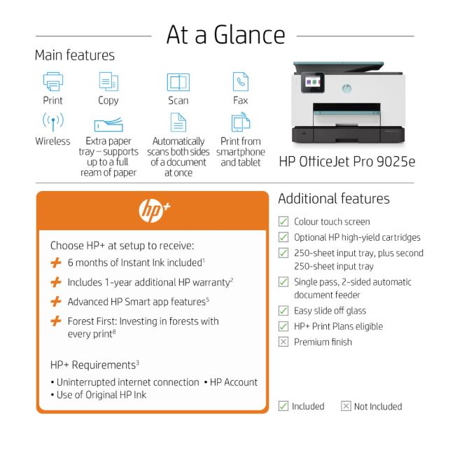 HP OfficeJet Pro 9025e A4 Multifunction Inkjet Printer - HP Plus ...