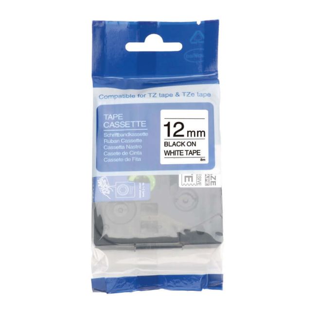 Compatible Brother TZ231 12mm x 8m Black On White Tape | Printer Base