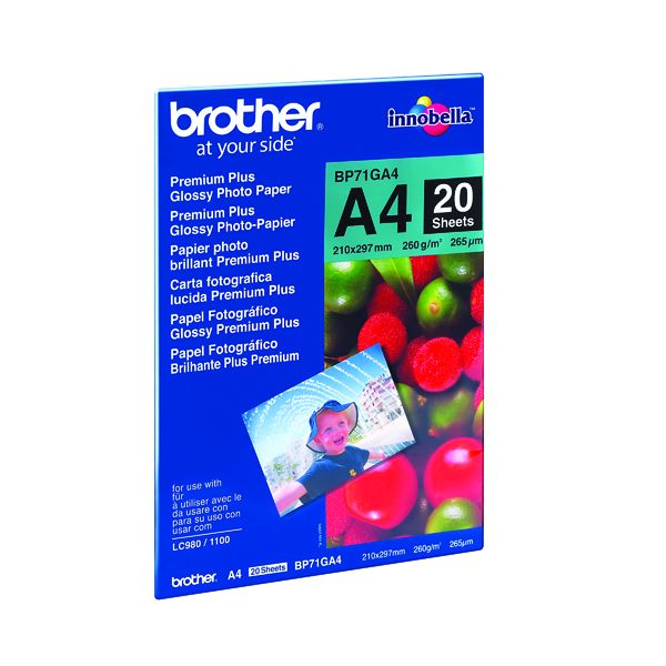 Brother BP71 Photo Paper Gloss A4 (20 Pack) BP71GA4 | Printer Base