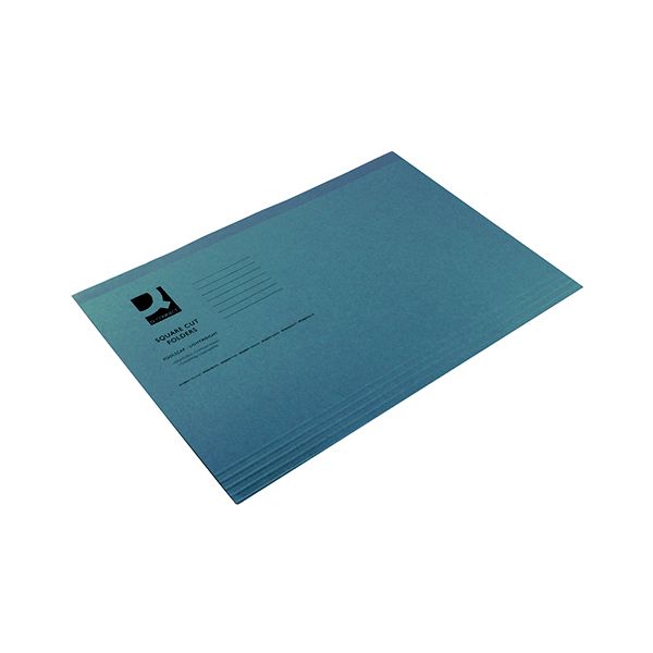 Q-Connect Square Cut Folder Lightweight 180gsm Foolscap Blue (100 Pack ...
