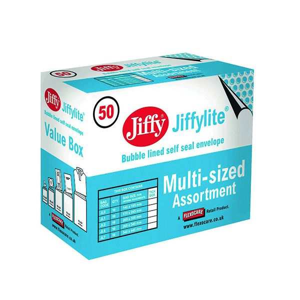 Jiffy Padded Bag Assorted Sizes Gold (50 Pack) JPB-SEL | Printer Base