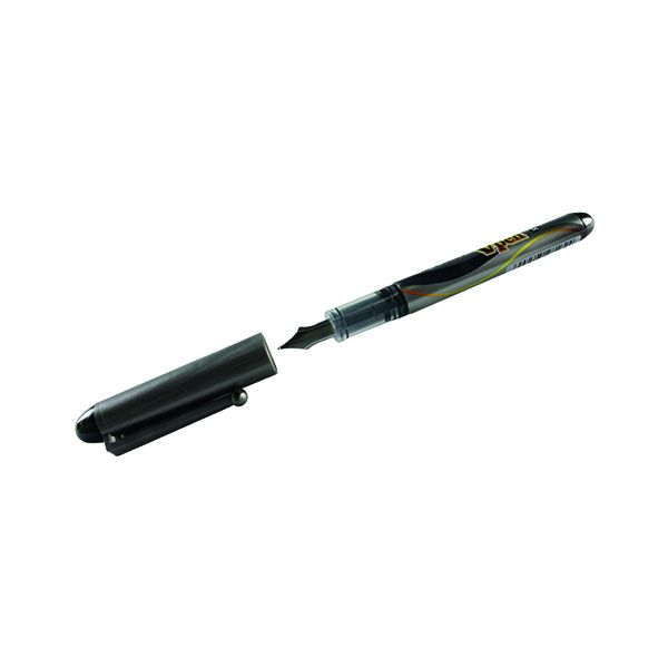 Pilot Black Ink/Metallic Grey Barrel VPen Disposable Fountain Pens (12 ...