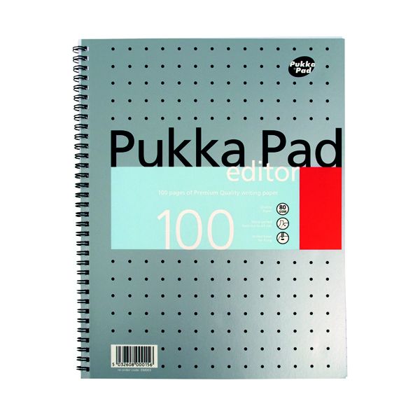 Pukka Pad Ruled Metallic Wirebound Editor Notepad 100 Pages A4 (3 Pack ...