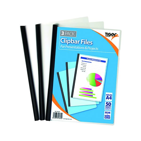 Tiger Clear Clipbar A4 Files (36 Pack) 301669 | Printer Base