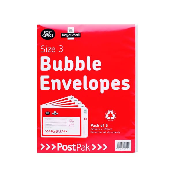 Post Office Postpak Size 3 Bubble Envelopes (40 Pack) 41631 | Printer Base