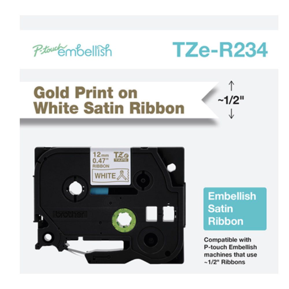 Brother TZE-R234 Direct Label Gold On White 12mm x 4m TZER234 | Printer ...