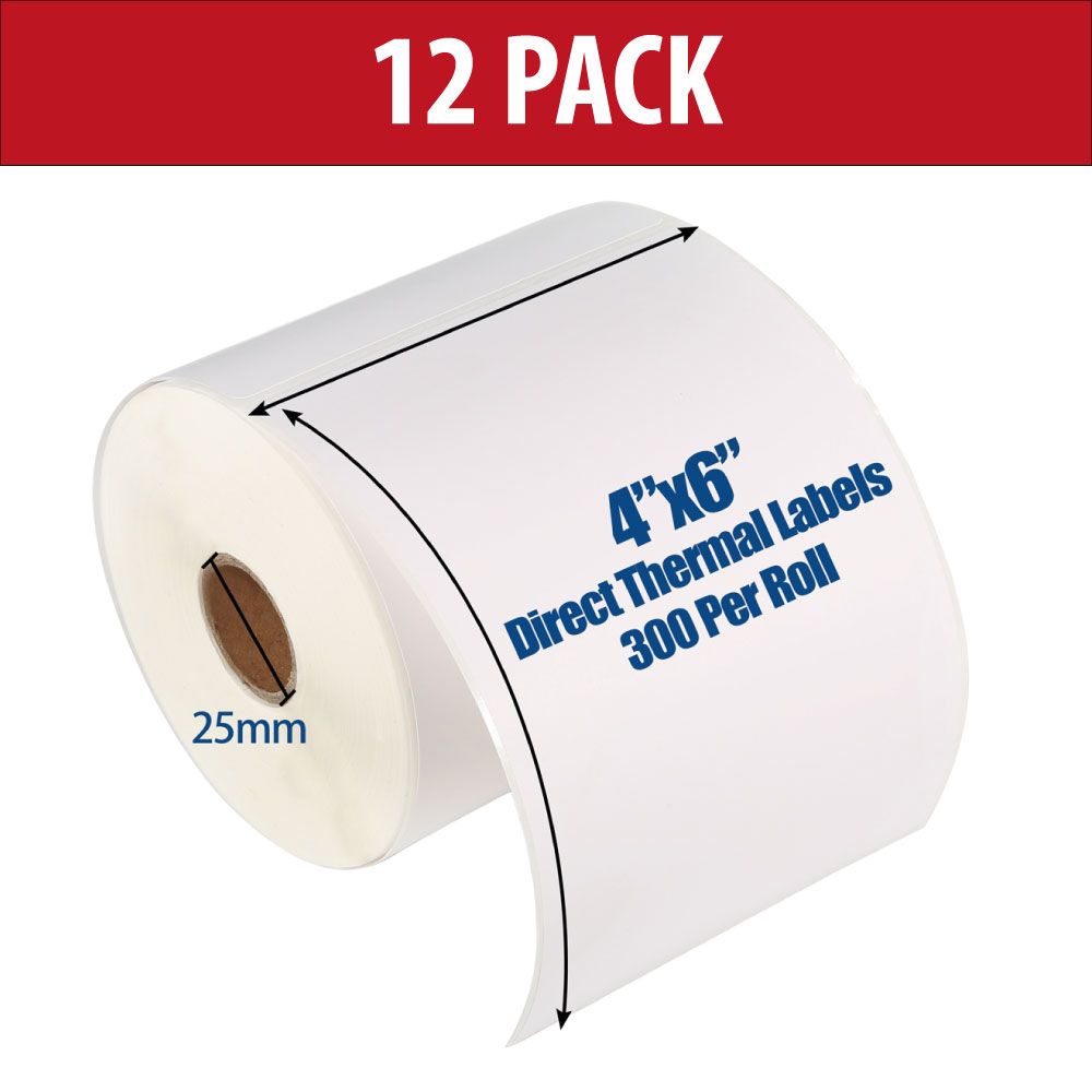 12 X Compatible 6x4" 100x150mm Direct Thermal Label (300 Labels Per ...