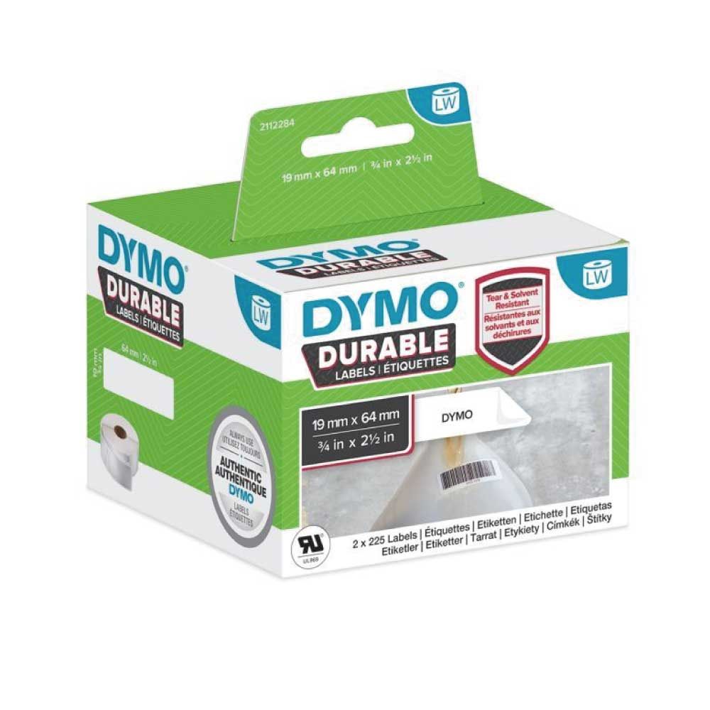DYMO 2112284 Black on White Adhesive Labels 19mm x 64mm (450 Labels ...