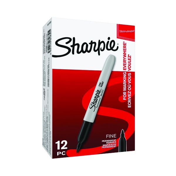 Sharpie Permanent Marker Fine Black Pack of 12 S0810930 Printer Base