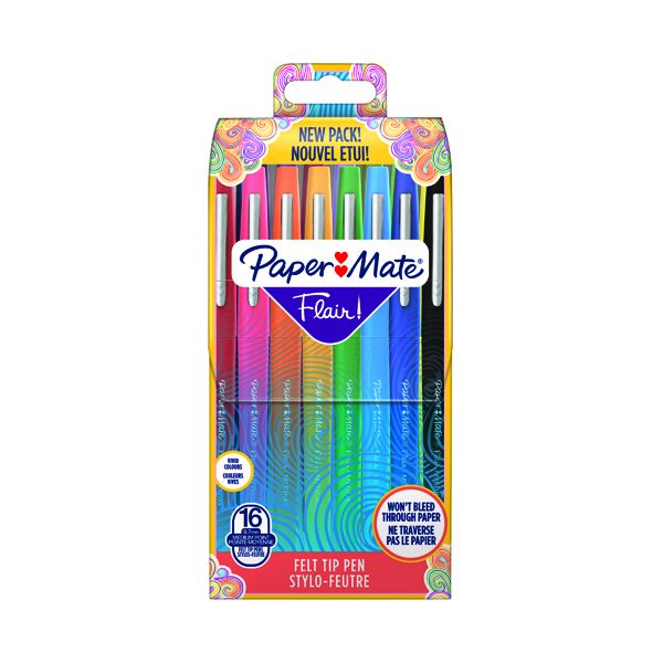 PaperMate Flair Original Felt Tip Pens Assorted Pack of 16 S0977450