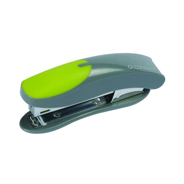 Q Connect Mini Plastic Stapler Grey Green KF00991