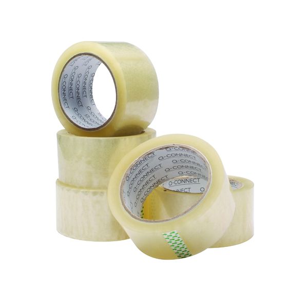 Q Connect Polypropylene Packaging Tape 50mmx66m Clear 6 Pack KF01791