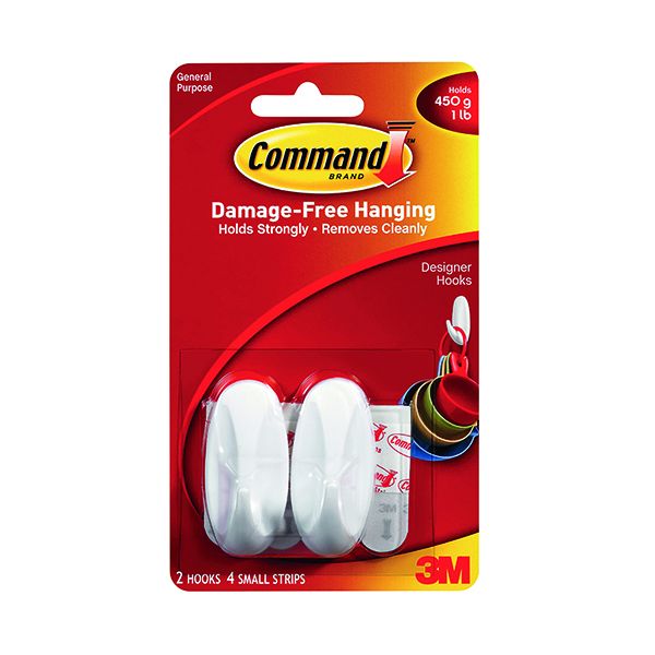 3M Command Small Oval Hooks With Command Adhesive Strips 17082 | Printer Base
