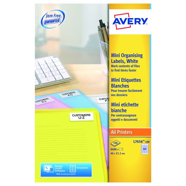 Avery Laser Mini Labels 46mmx11.1mm 84 Per Sheet White (8400 Pack ...