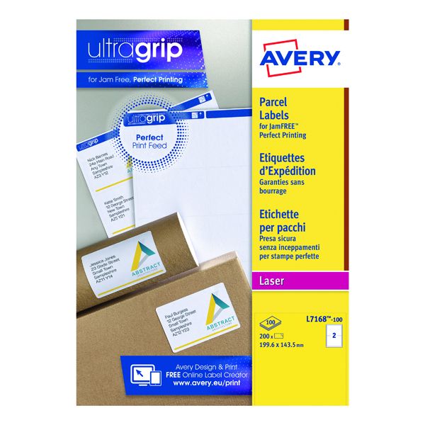 Avery Ultragrip Laser Parcel Labels 199.6x143.5mm 2 Per Sheet White ...