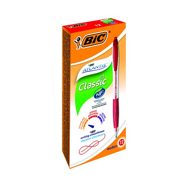 Bic Atlantis Refresh Bpen Red (12 Pack) 8871331 | Printer Base