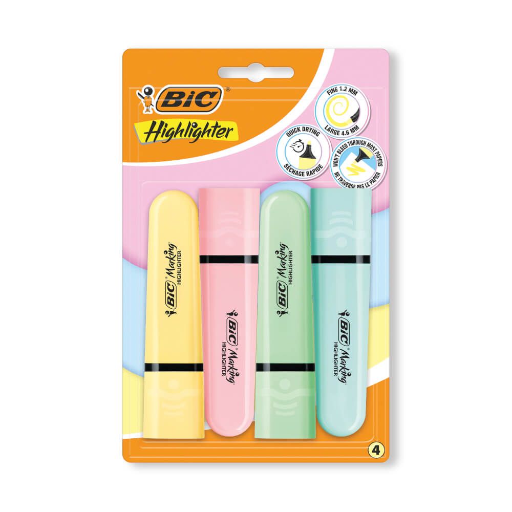Bic Tank Pastel Highlighters (Pack of 4) 517953 | Printer Base