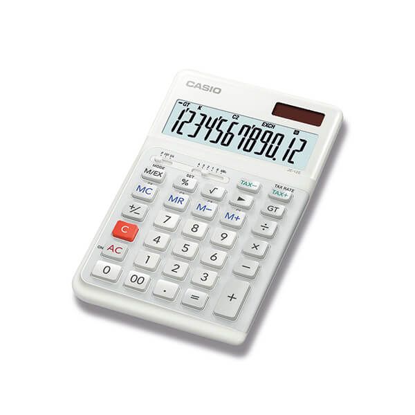 Casio JE-12E 12 Digit Ergonomic Compact Desktop Calculator White JE-12E ...