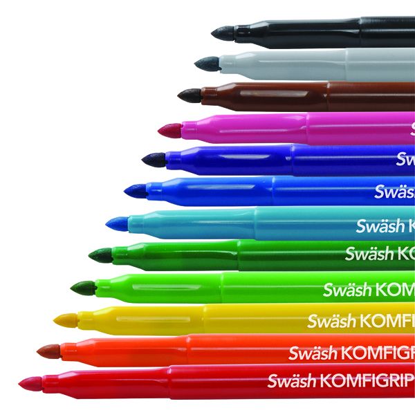 Swash KOMFIGRIP Colouring Pen Broad Tip Assorted (12 Pack) TW12BD ...