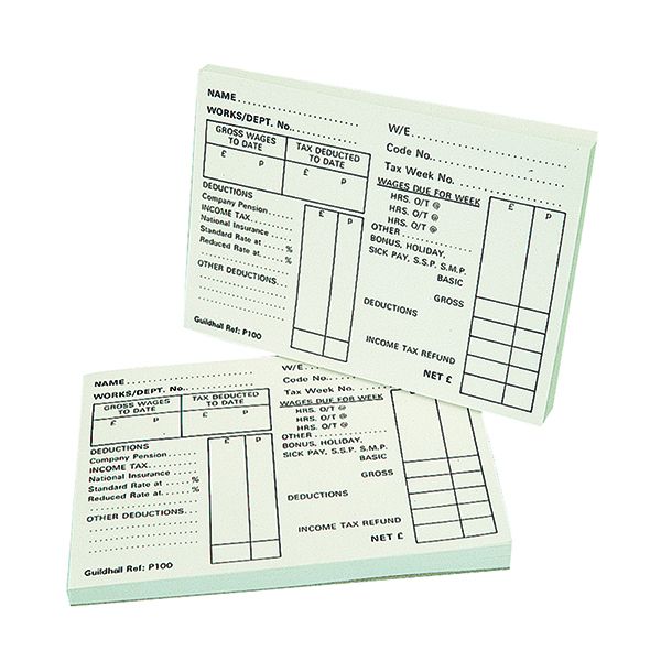Exacompta Guildhall Pay Slip Pad 100 Leaves (5 Pack) 1609 | Printer Base