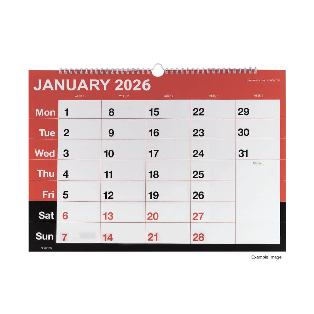Wirebound Month to View Calendar A3 2026 KFYC2326 | Printer Base
