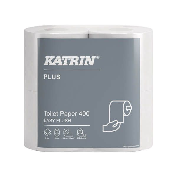 Katrin Plus Toilet Roll Easy Flush 2-Ply 400 Sheet White (Pack of 20 ...