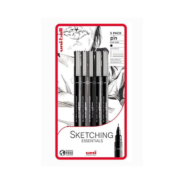 Uni-Ball PIN Sketching Essentials x5 Pens Blister PFP Black 238212794 ...