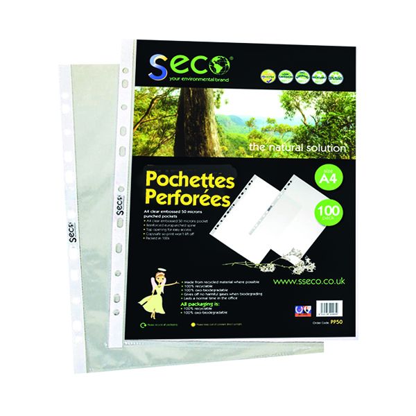 Stewart Superior Eco Punch Pocket Clear (100 Pack) PP50 | Printer Base