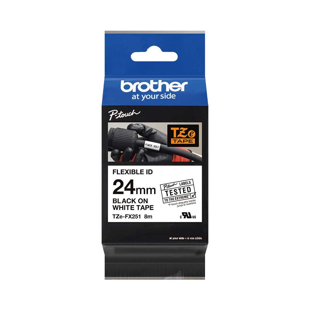 Brother TZFX251 & TZEFX251 | 24mm Flexi Tape Black On White | Printer ...