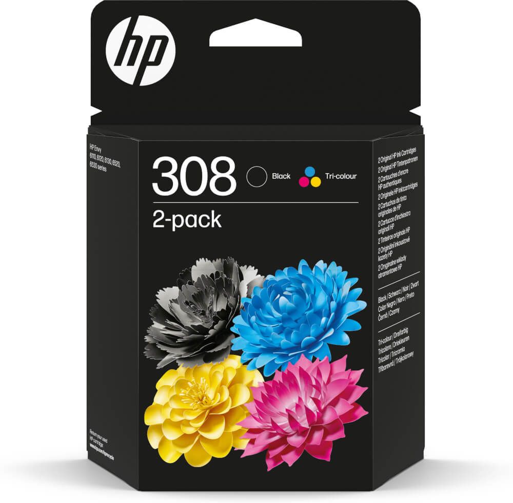 HP 308 Black & Tri-Colour Ink Value Pack CMY (120 Pages*) Black (160 ...
