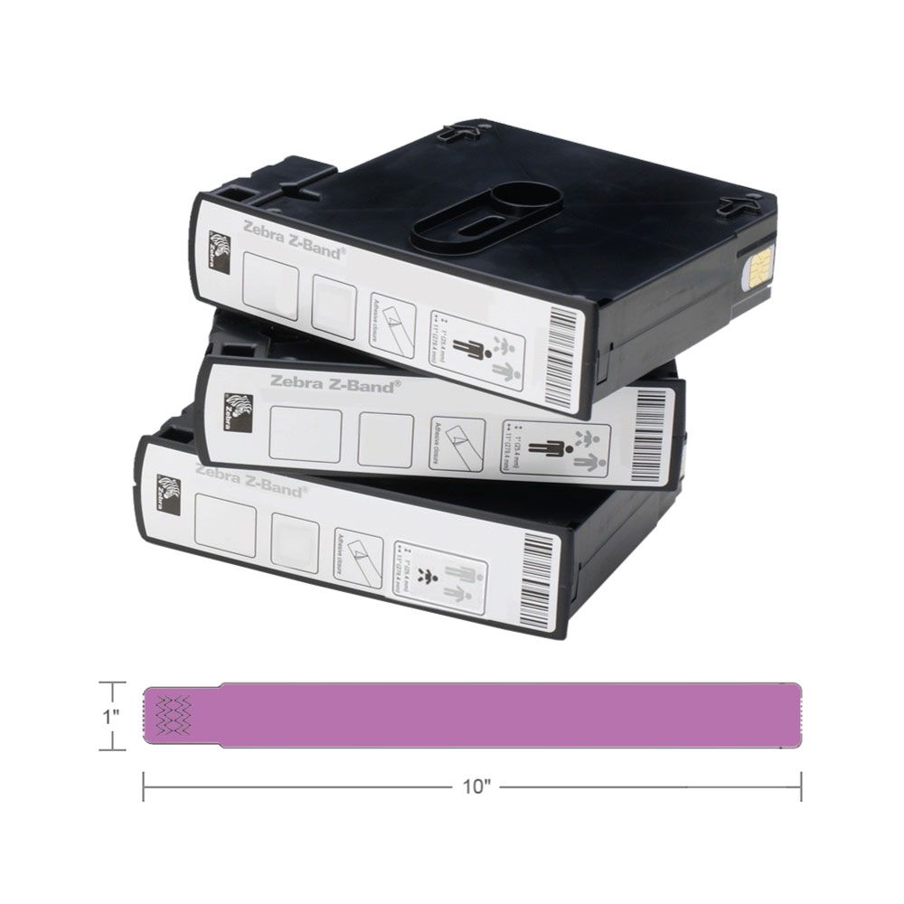 Zebra 10012717-7K HC100 Cartridges Z-Band Splash Purple Wristbands ...